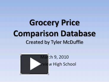 Grocery Price Comparison Database presentation | free to download