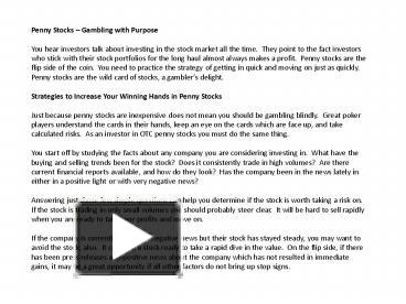 PPT – Penny Stocks PowerPoint presentation | free to download - id: 2ac4af-NmViO