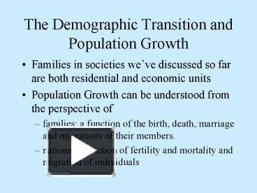 The Demographic Transition and Population Growth presentation | free to ...