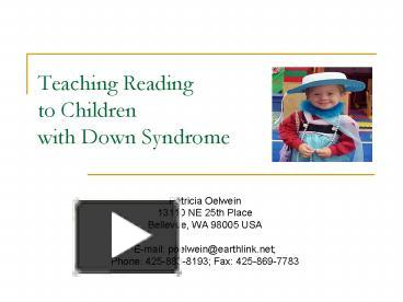 PPT – Teaching Reading to Children with Down Syndrome PowerPoint ...