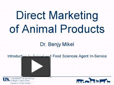 Direct Marketing of Animal Products presentation | free to view