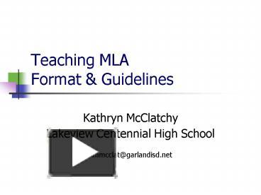Teaching MLA Format presentation | free to view
