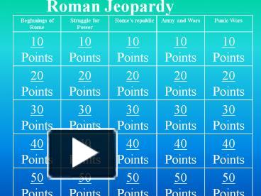 Roman Jeopardy presentation | free to view