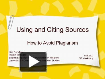 Using and Citing Sources presentation | free to view