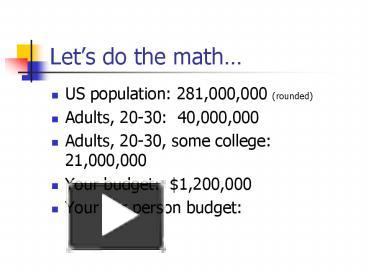 PPT – Lets do the math PowerPoint presentation | free to view - id ...