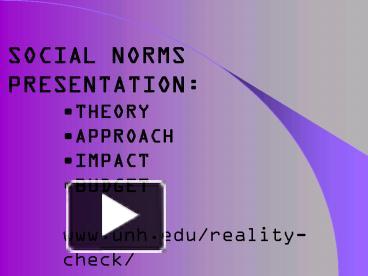 SOCIAL NORMS PRESENTATION: presentation | free to view