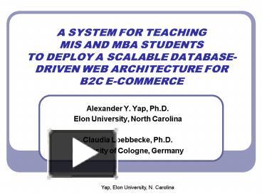 A SYSTEM FOR TEACHING MIS AND MBA STUDENTS TO DEPLOY A SCALABLE DATABASEDRIVEN WEB ARCHITECTURE ...