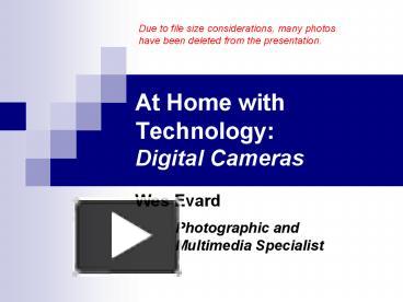 PPT – At Home with Technology: Digital Cameras PowerPoint presentation ...