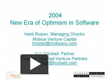 PPT – 2004 New Era of Optimism in Software PowerPoint presentation ...