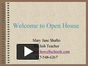 PPT – Welcome to Open House PowerPoint presentation | free to view - id ...