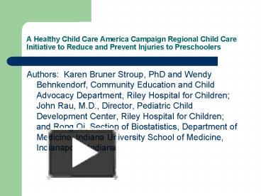 PPT – A Healthy Child Care America Campaign Regional Child Care ...