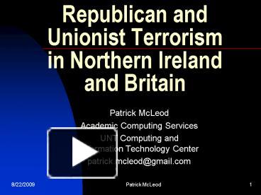 Republican and Unionist Terrorism in Northern Ireland and Britain ...
