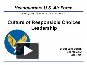 PPT – Culture of Responsible Choices Leadership PowerPoint presentation ...