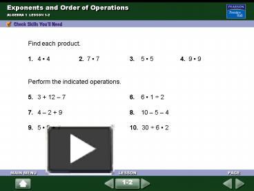 PPT – Exponents and Order of Operations PowerPoint presentation | free ...