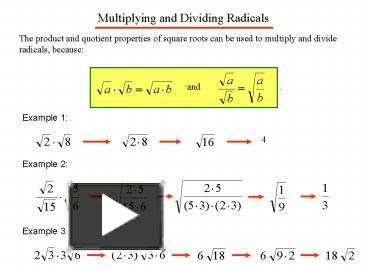 Multiplying and Dividing Radicals presentation | free to view