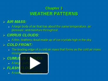 PPT – Chapter 3 WEATHER PATTERNS PowerPoint presentation | free to view ...