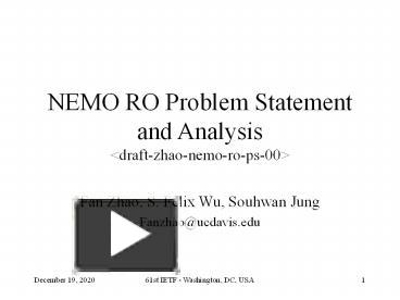 PPT – NEMO RO Problem Statement and Analysis PowerPoint presentation | free to download - id ...
