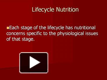Lifecycle Nutrition presentation | free to view
