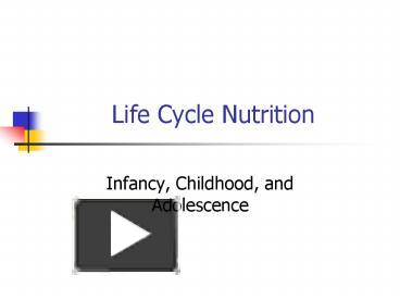 Life Cycle Nutrition presentation | free to view