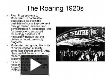 PPT – The Roaring 1920s PowerPoint presentation | free to view - id ...