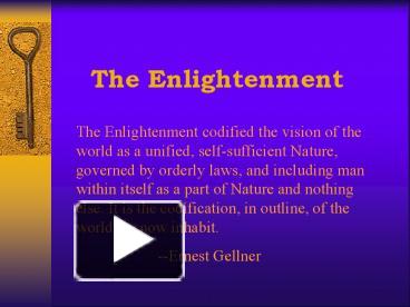 PPT – The Enlightenment PowerPoint presentation | free to view - id ...