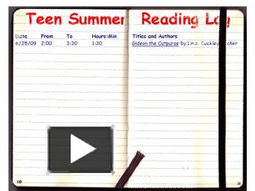 PPT – Teen Summer Reading Log PowerPoint presentation | free to view ...