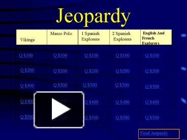 PPT – Jeopardy PowerPoint presentation | free to view - id: 36332-Y2M0M