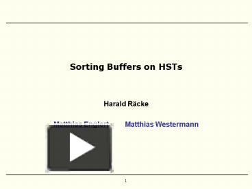 Sorting Buffers on HSTs presentation | free to download