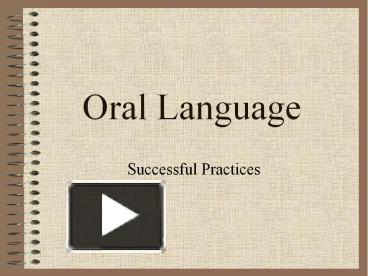 Oral Language presentation | free to download