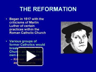 PPT – THE REFORMATION PowerPoint presentation | free to view - id: 37d9 ...