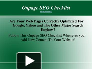 Onsite SEO Checklist presentation | free to download