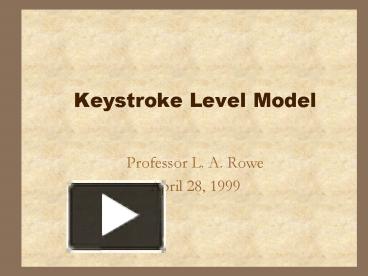 Keystroke Level Model presentation | free to view