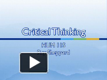Critical Thinking Lesson One presentation | free to download