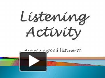 Active Listening Intro presentation | free to view