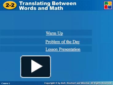 Translating Between Words and Math presentation | free to view