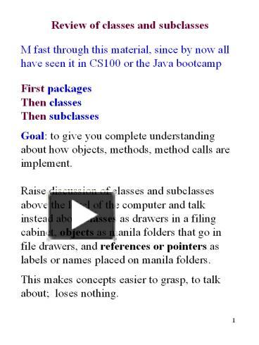 Review of classes and subclasses presentation | free to download