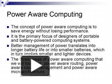 Power Aware Computing presentation | free to view
