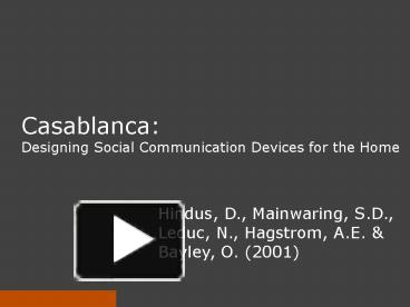 Casablanca: presentation | free to view