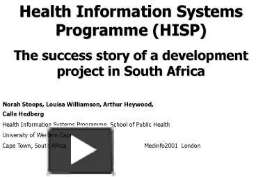 Health Information Systems Programme HISP presentation | free to view