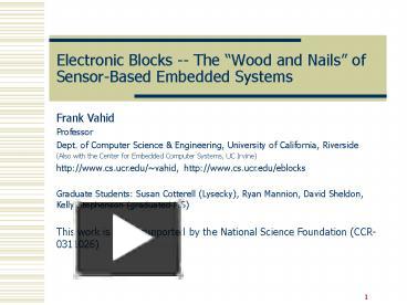 PPT – Electronic Blocks The Wood and Nails of SensorBased Embedded Systems PowerPoint ...