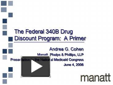 The Federal 340B Drug Discount Program: A Primer presentation | free to download