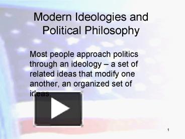 PPT – Modern Ideologies and Political Philosophy PowerPoint ...