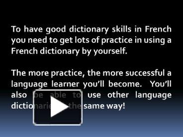 French Dictionary presentation | free to download