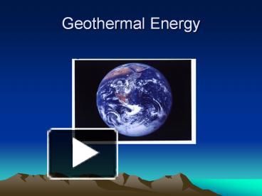 Geothermal Energy presentation | free to download