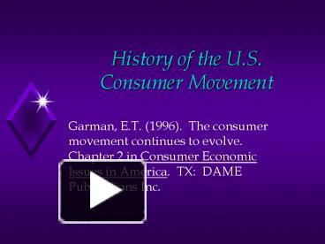 History of the U.S. Consumer Movement presentation | free to view