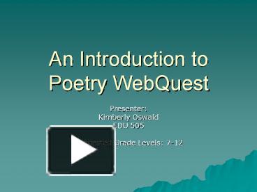 PPT – An Introduction to Poetry WebQuest PowerPoint presentation | free ...