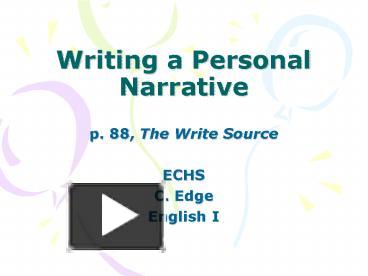 Writing a Personal Narrative presentation | free to download