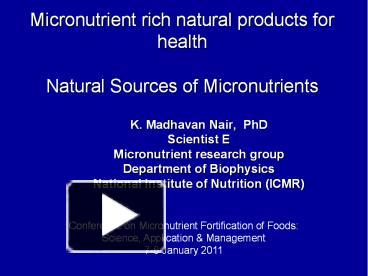 Micronutrient rich natural products for health Natural Sources of ...
