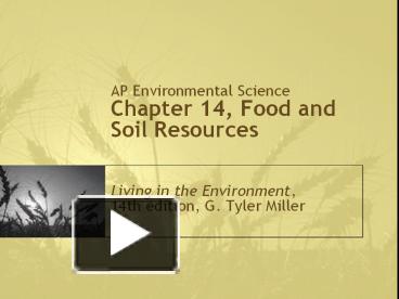 AP Environmental Science Chapter 14, Food and Soil Resources Living in ...