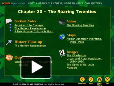 PPT – Chapter 20 The Roaring Twenties Section Notes Video The ...